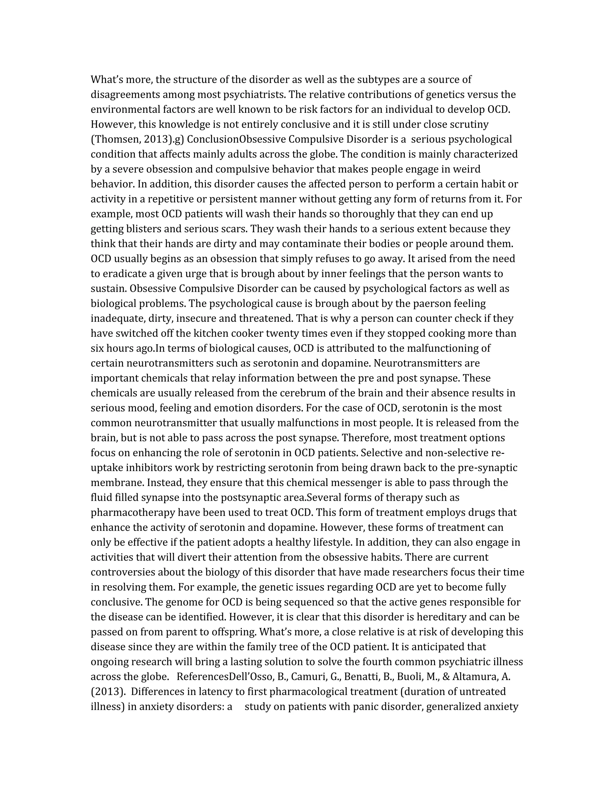 Obsessive Compulsive Disorder in Adults essay example.docx