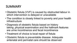OBS Fistula obstetrics and gynecology ppt | PPTX