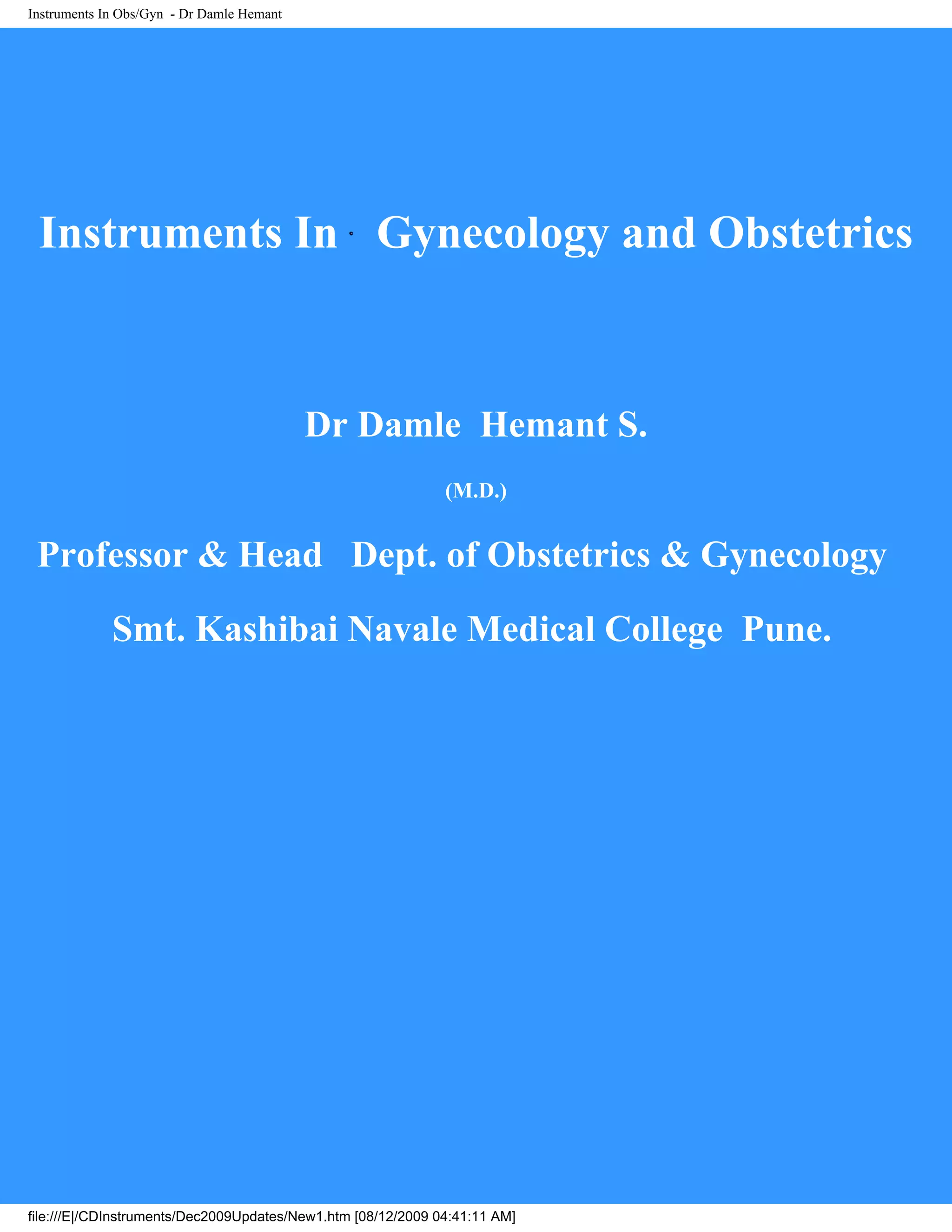 Instruments used in OBG Nursing | PDF
