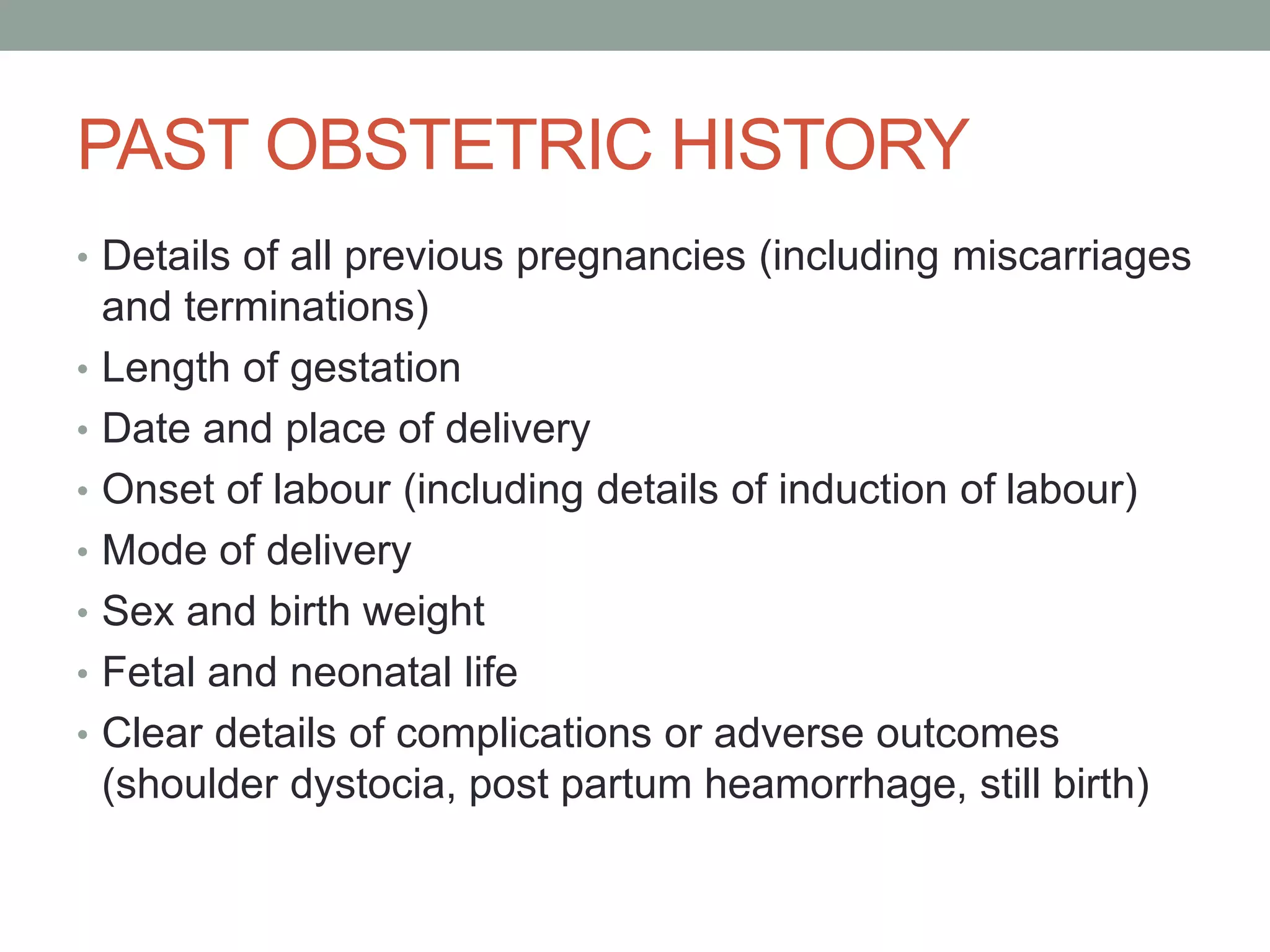 Obstetric History and Examination | PPTX
