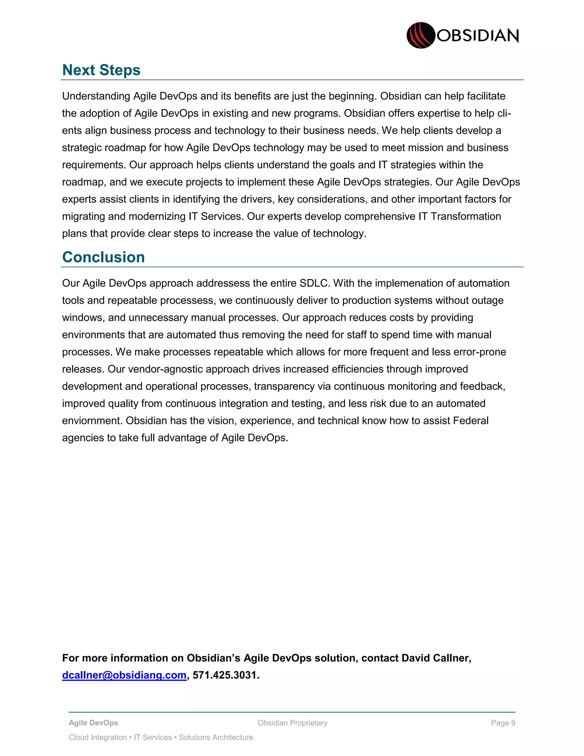 Obsidian Agile DevOps | PDF