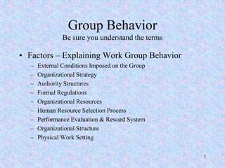 Ob slides hol - group dynamics and work teams(1) | PPTX