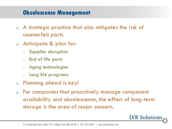 Obsolescence management & the impact on reliability