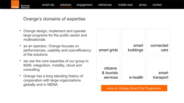 Orange Smart City in MENA, an outline | PPT | Internet | Computing