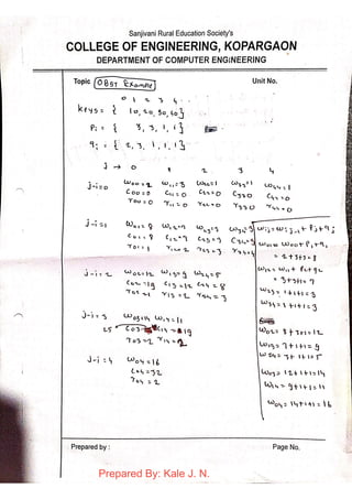 Constructing Optimal Binary Search Tree step by step | PDF