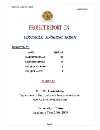 Obstacle Avoiding Robot Report Robot23 | DOCX