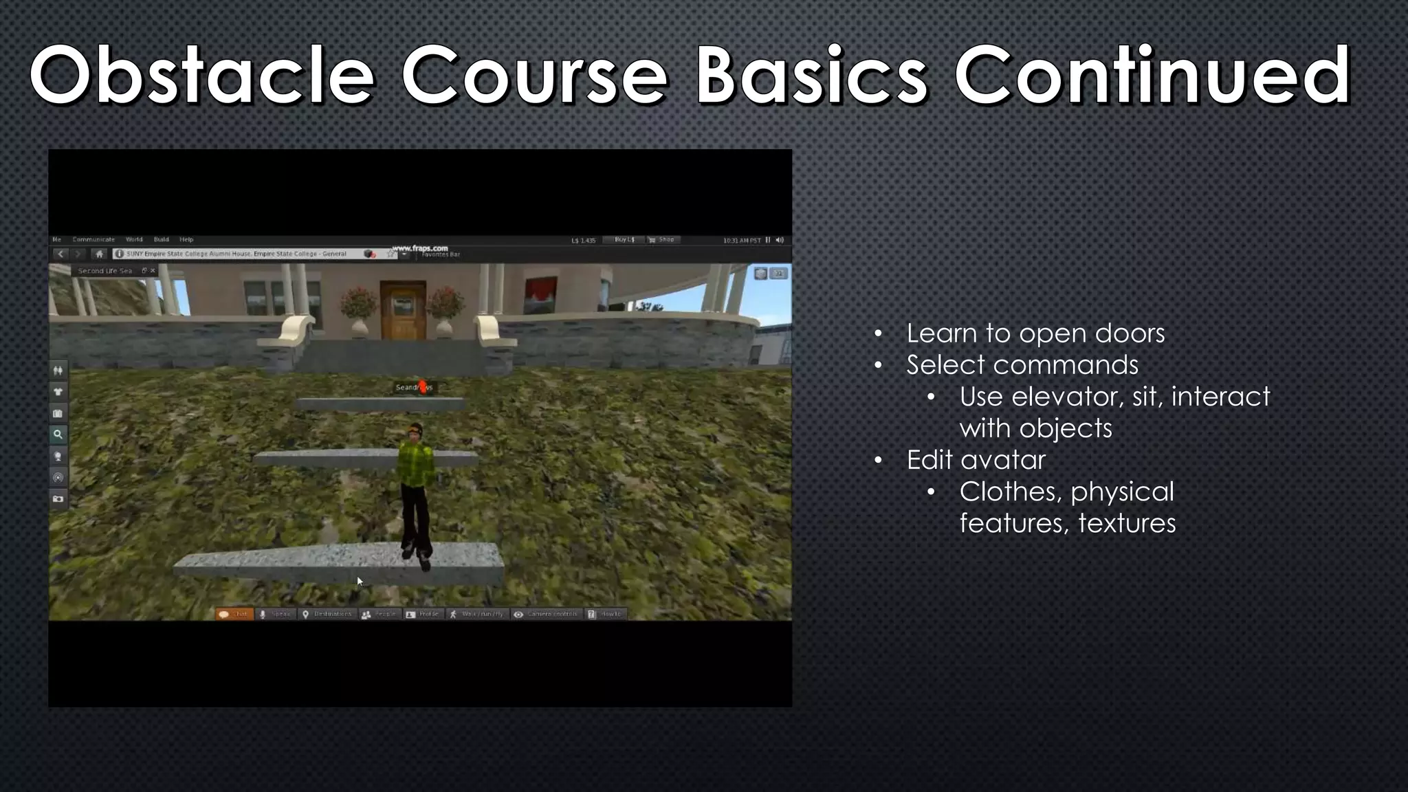Obstacle course in second life | PPT