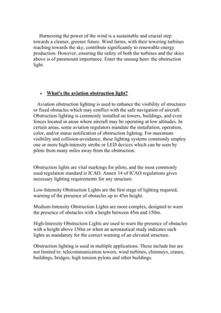 Obstacle Lighting of Onshore Wind Turbines | PDF