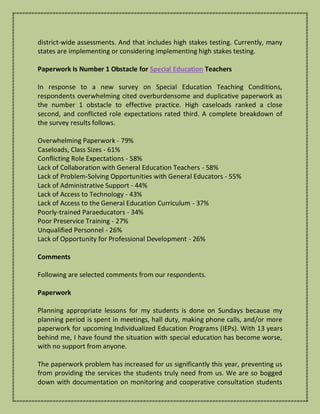 Obstacles for Special Education Teachers | PDF