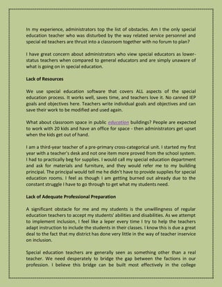 Obstacles for Special Education Teachers | PDF