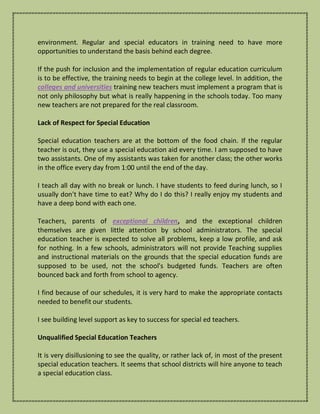 Obstacles for Special Education Teachers | PDF