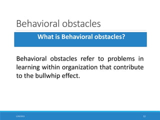 Obstacles to Cordination in a Supply Chain | PPTX