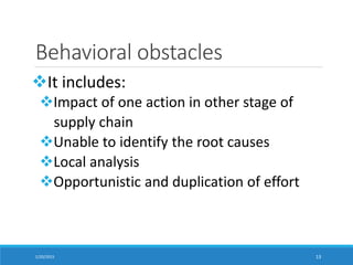 Obstacles to Cordination in a Supply Chain | PPTX