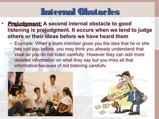 Obstacles to ineffective listening(w3) | PPT