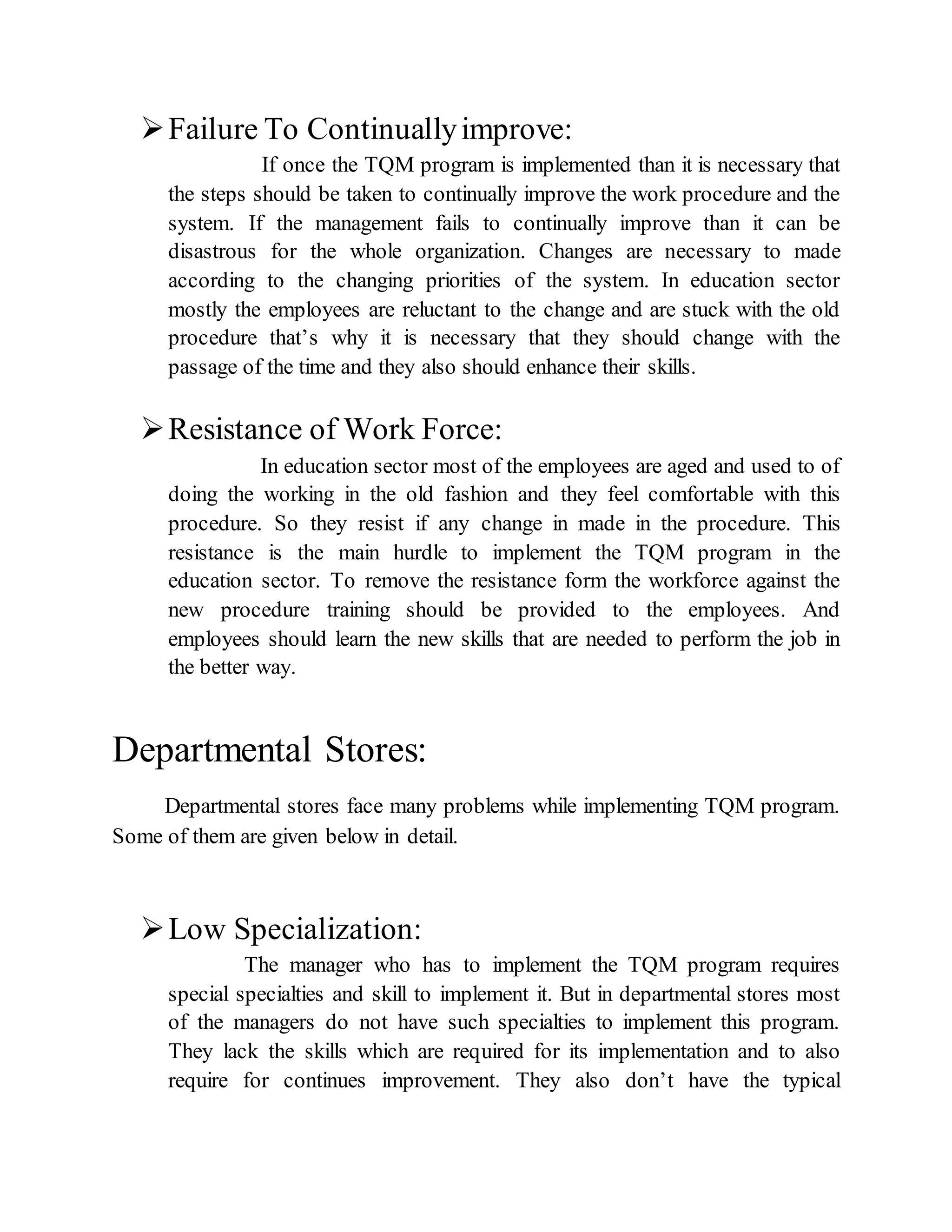 Obstacle to tqm | DOCX