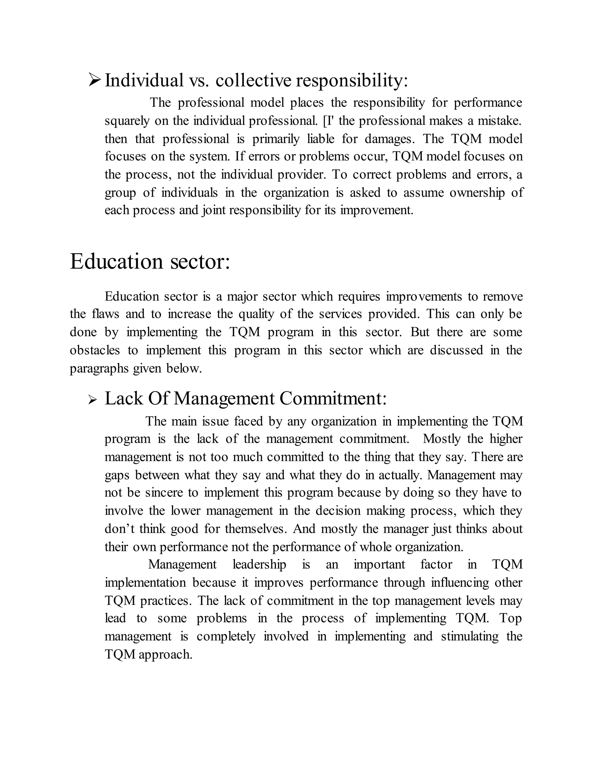 Obstacle to tqm | DOCX