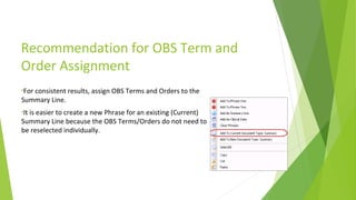Obs term and order management | PPT