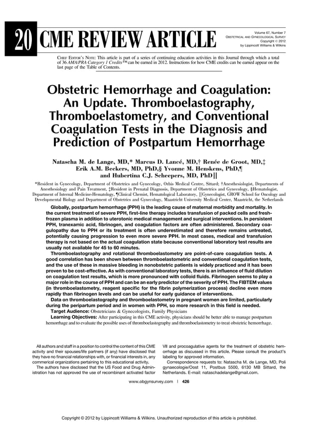 Obstet gynecol surv 67 (426 35) 2012 | PDF