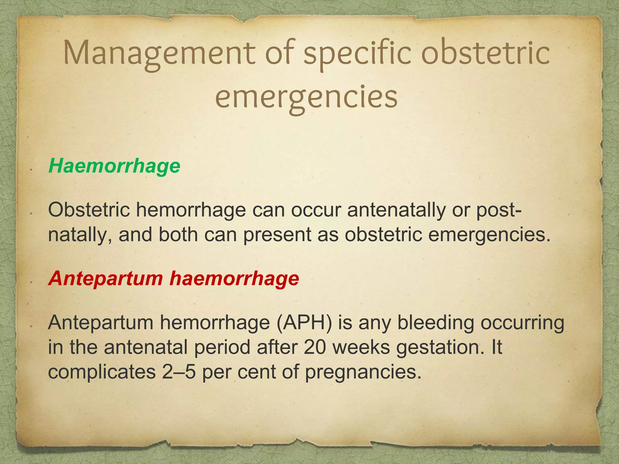 Common Obstetric Emergencies | PPTX