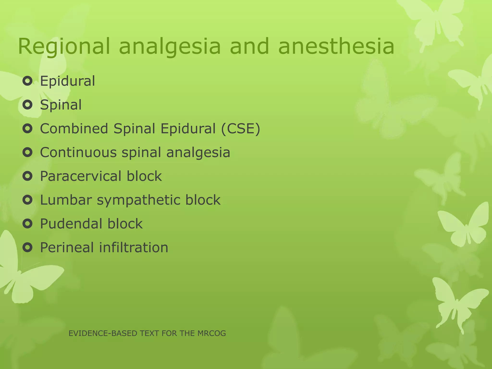 Obstetric anaesthesia and analgesia | PPTX