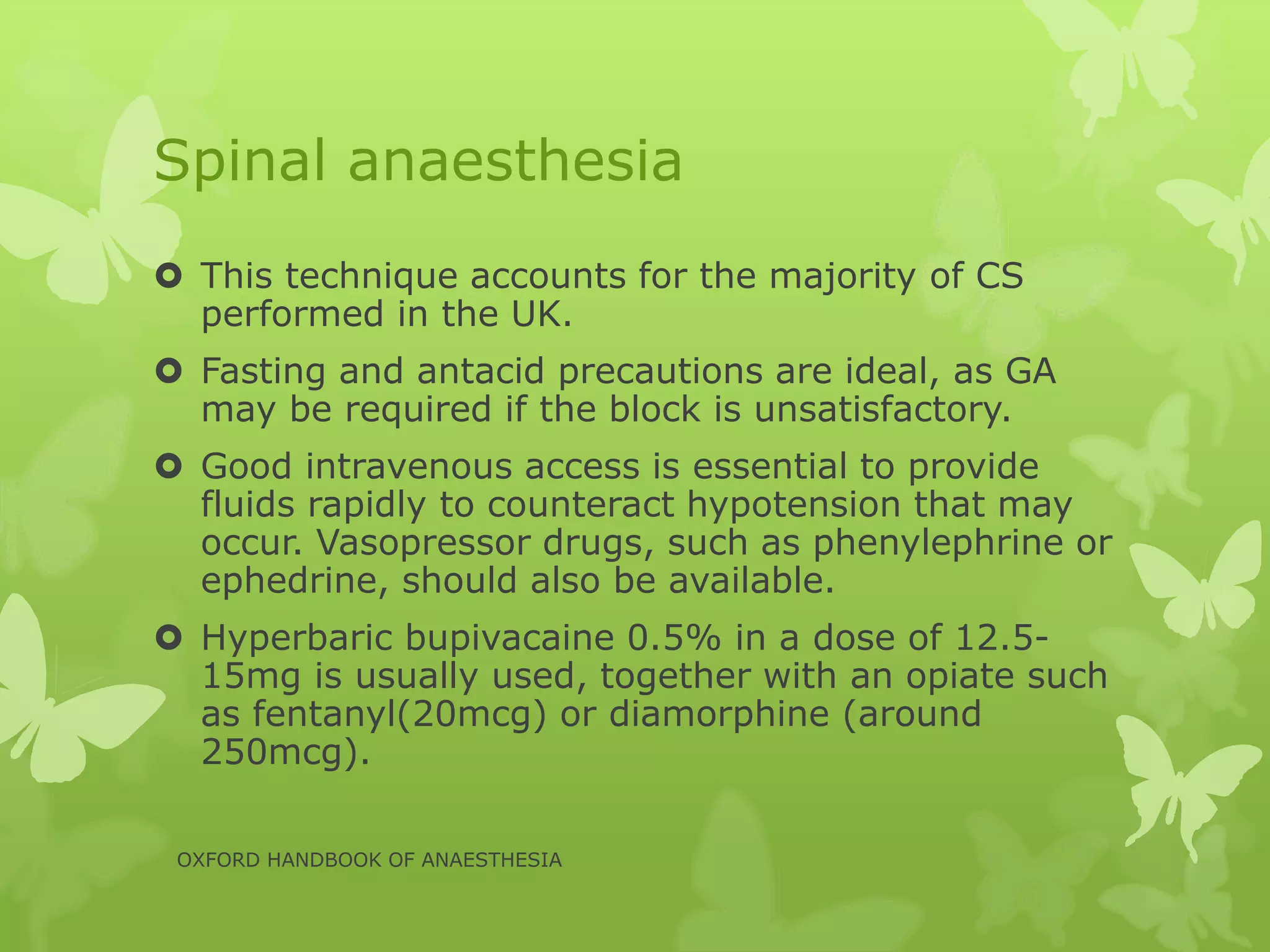 Obstetric anaesthesia and analgesia | PPTX