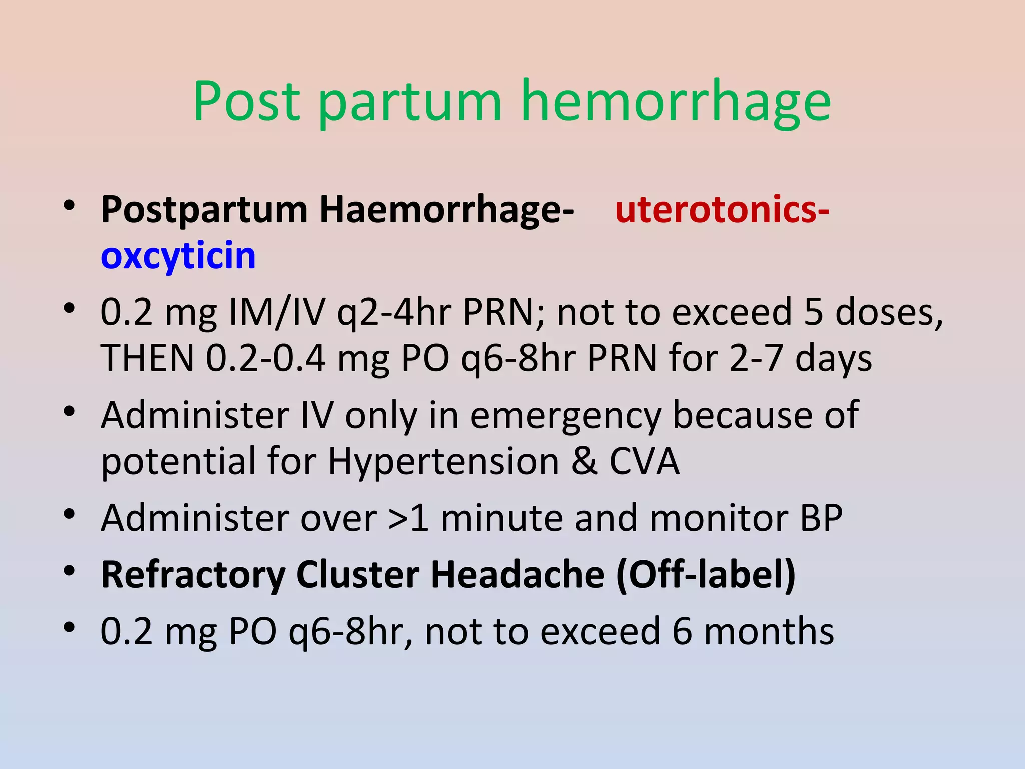 COMMON Drugs used in obstetric emergencies | PPT
