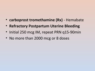 COMMON Drugs used in obstetric emergencies | PPT