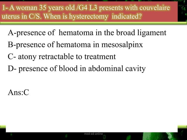 Obstetric hemorrhage cases and MCQ for undergraduate | PPSX