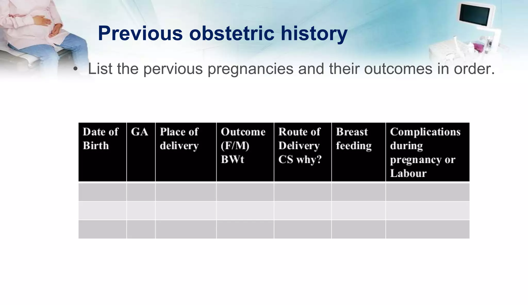 Obstetric history & examination | PPT