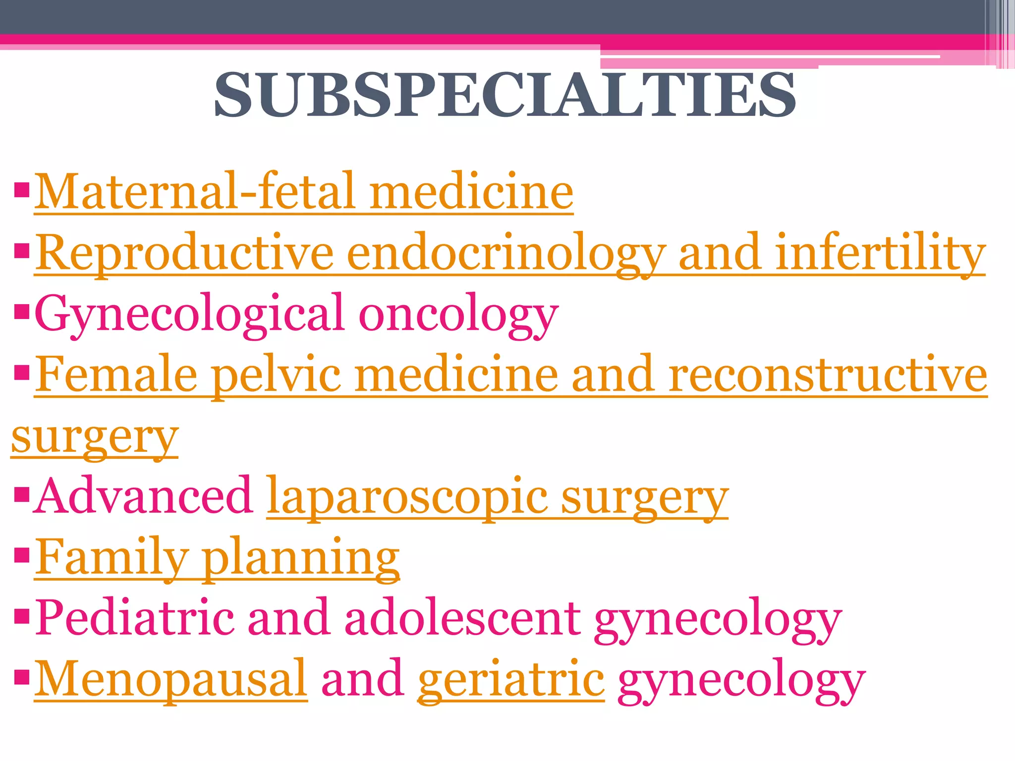 Obstetrics and gynaecology | PPTX