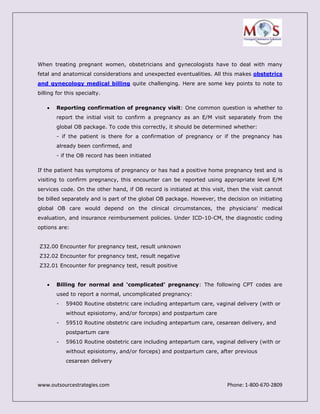 Obstetrics and Gynecology Medical Billing – Some Key Points | PDF ...