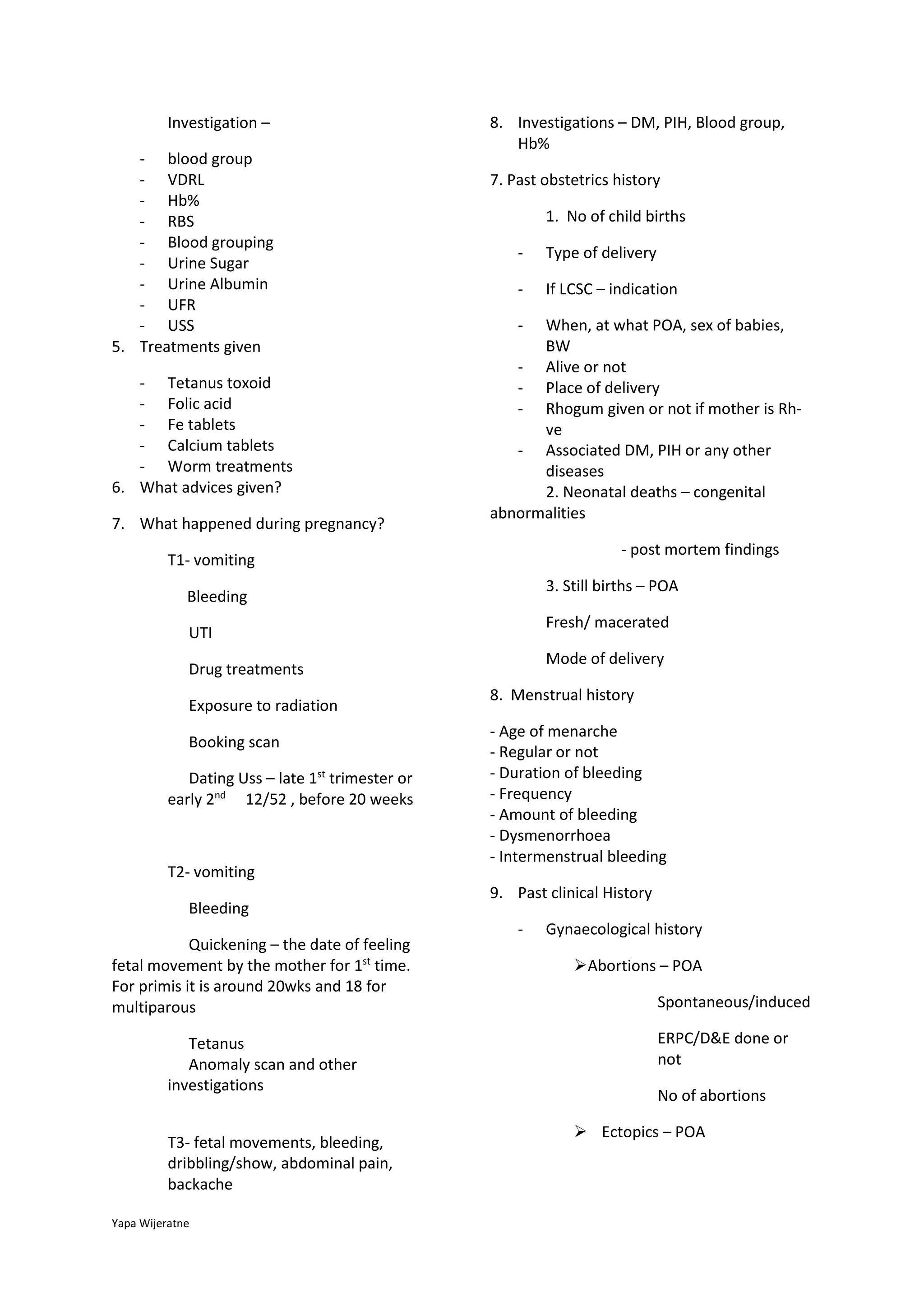 Obstetrics clinical interview | PDF