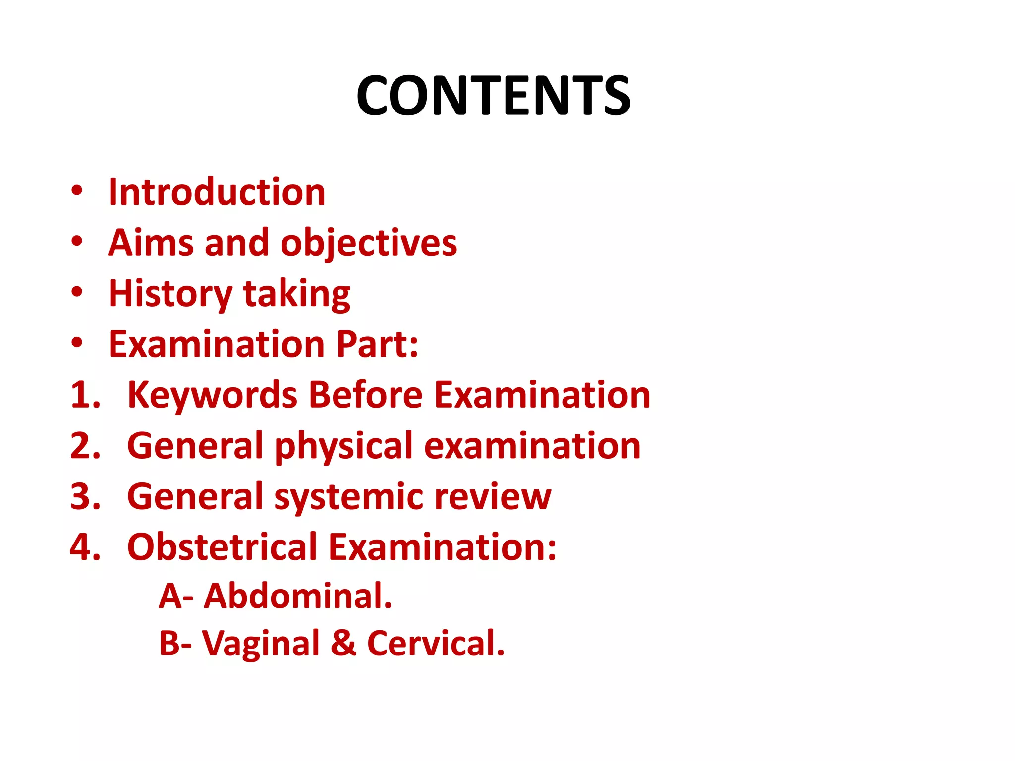 Obstetrics History taking/ Examination | PPTX