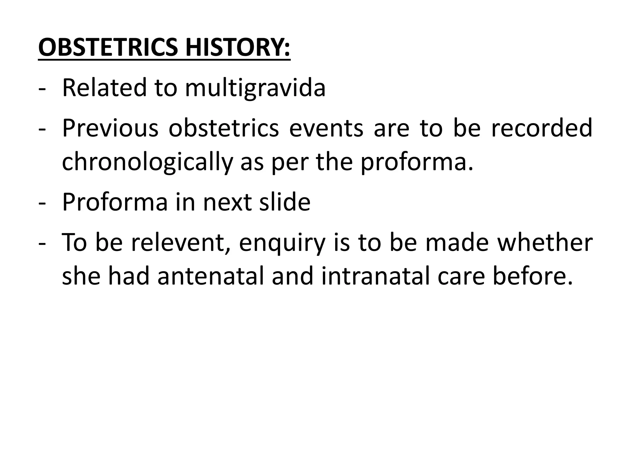 Obstetrics History taking/ Examination | PPTX