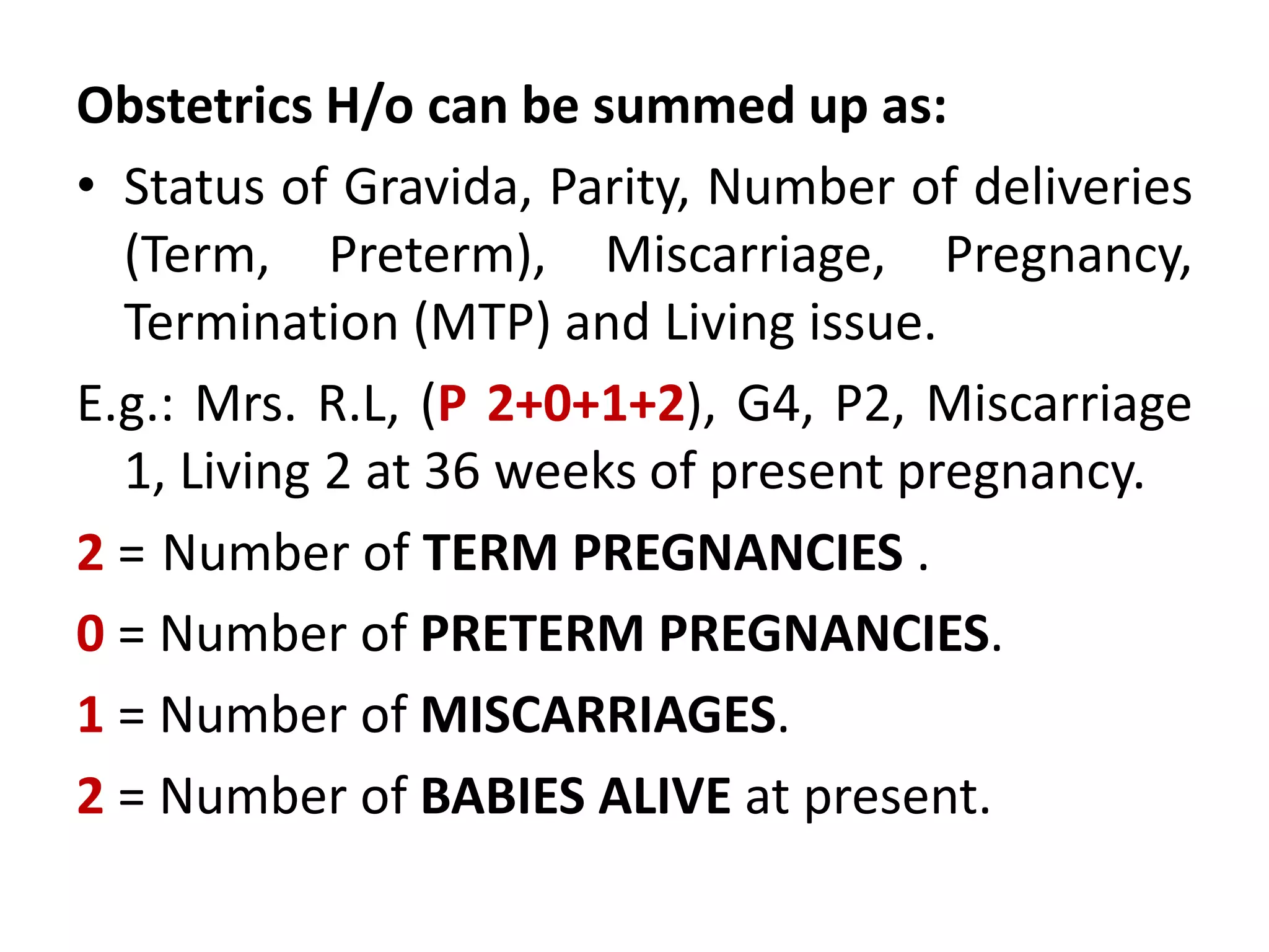 Obstetrics History taking/ Examination | PPTX