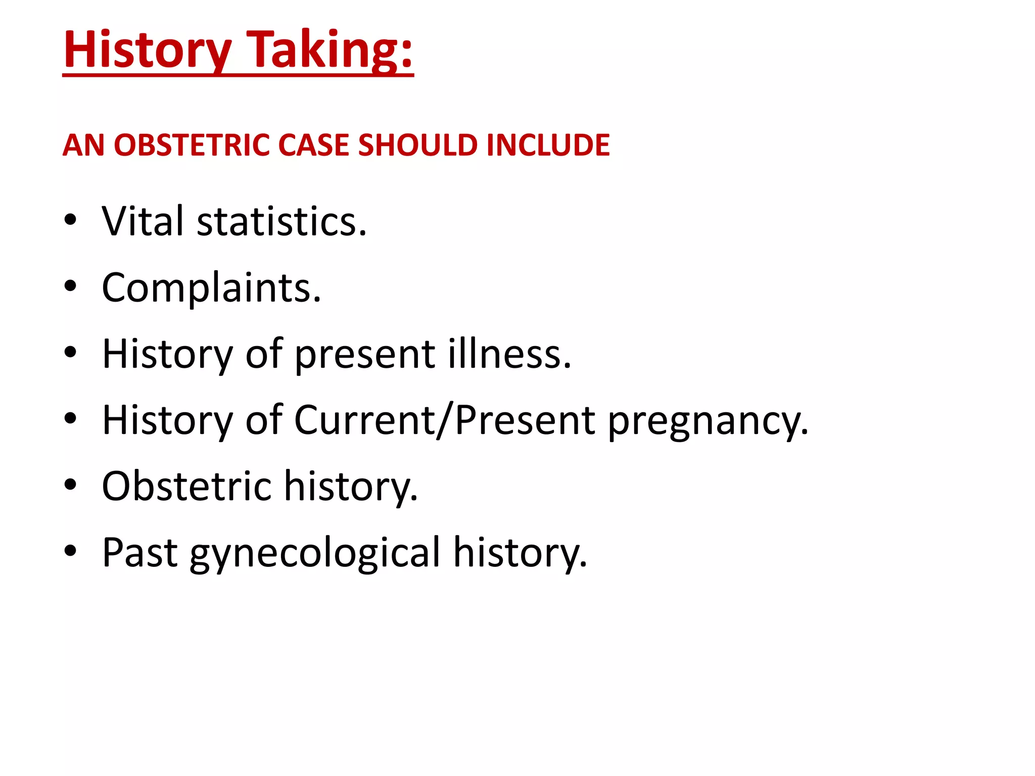 Obstetrics History taking/ Examination | PPTX