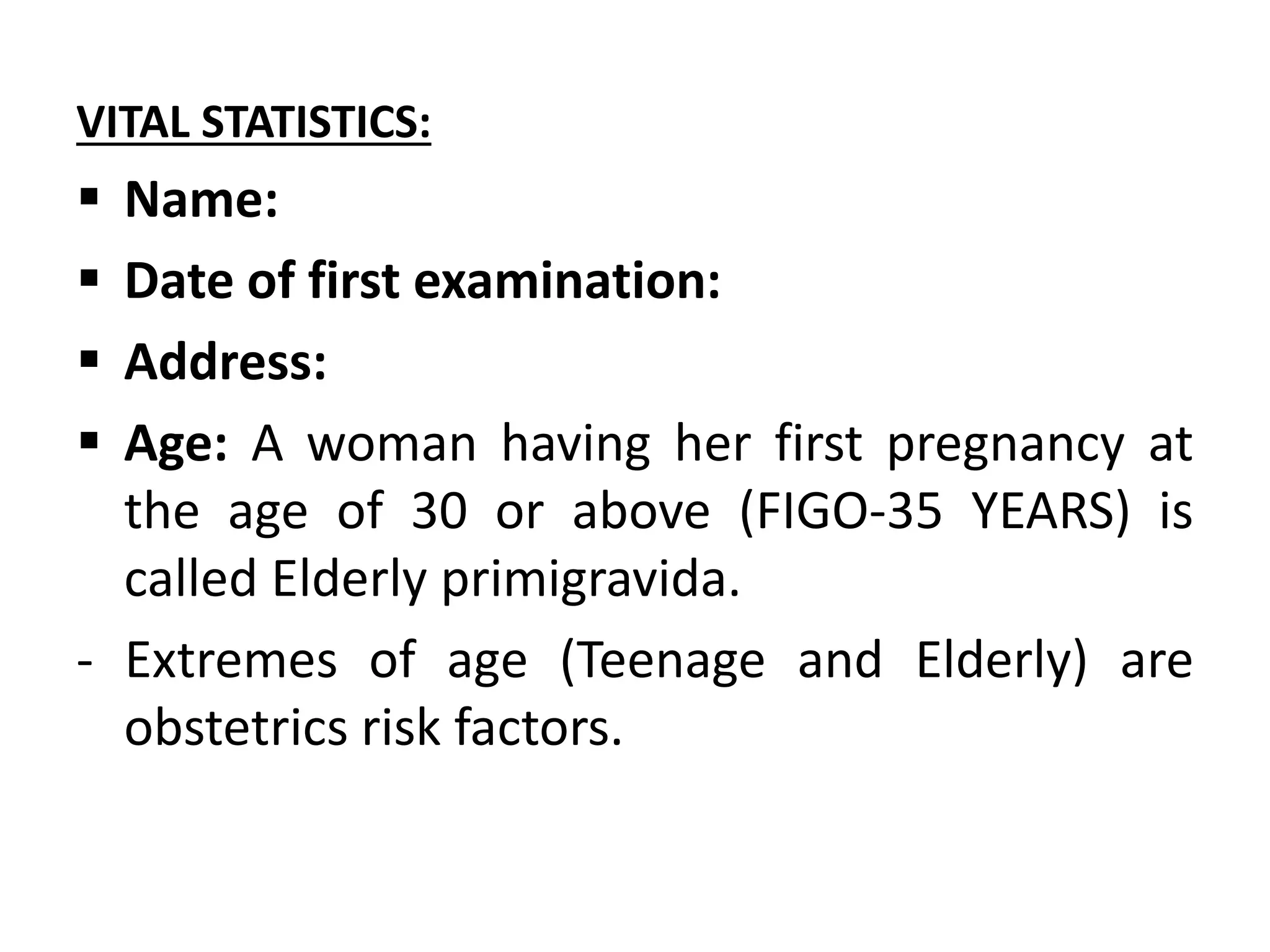 Obstetrics History taking/ Examination | PPTX