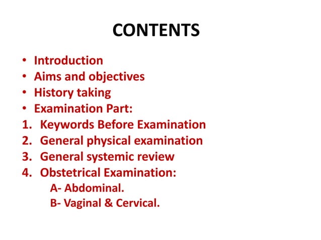 Obstetrics History taking/ Examination | PPTX | Pregnancy | Reproductive Health
