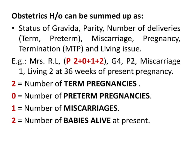 Obstetrics History taking/ Examination | PPTX | Pregnancy ...