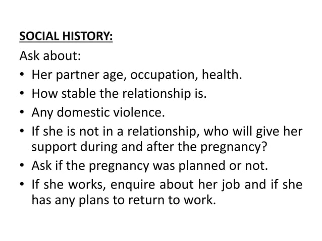 Obstetrics History taking/ Examination | PPTX | Pregnancy ...