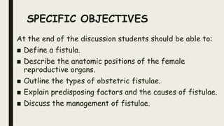 Obstetrics Fistulae A presentation by Sizwell Phiri | PPTX