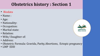 obstetrics history taking .pptx | Pregnancy | Reproductive Health