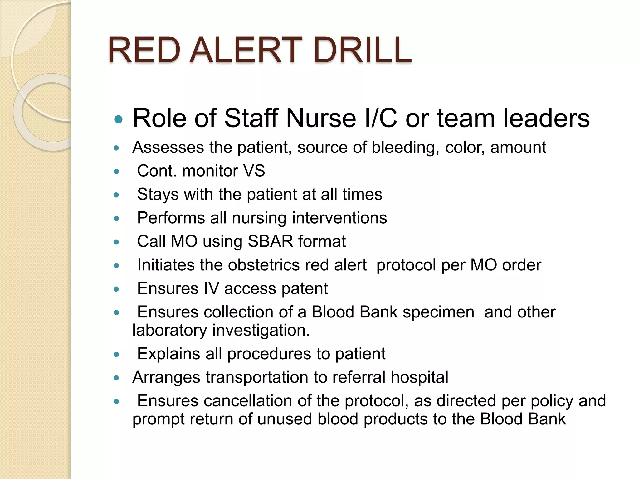 Obstetrics red alert drill | PPTX