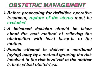 Obstructed Labor and Management in Obstetrics | PPTX