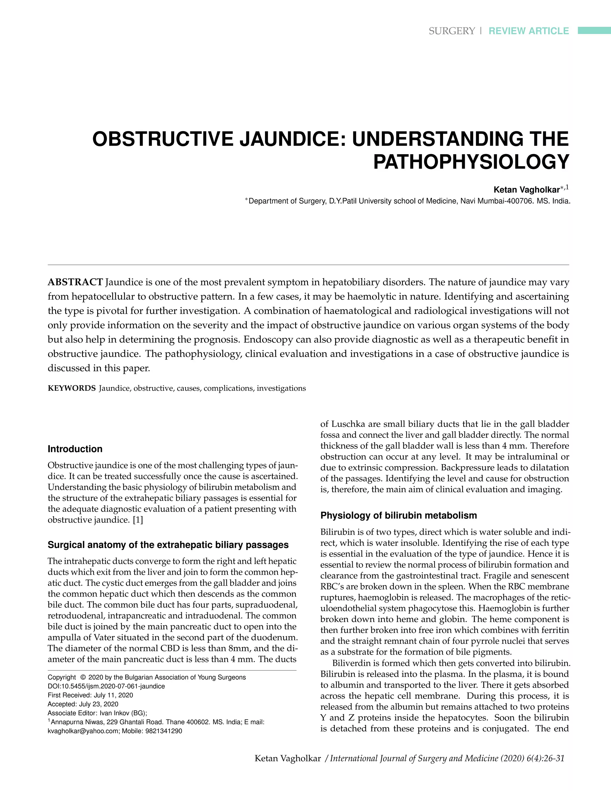 OBSTRUCTIVE JAUNDICE: UNDERSTANDING THE PATHOPHYSIOLOGY | PDF ...