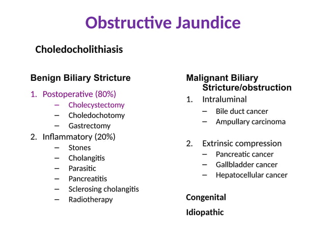 Causes of obstructive jaundice in surgical patients | PPT
