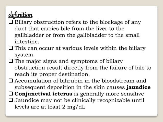 Obstructive jaundice: concerned investigations | PPT