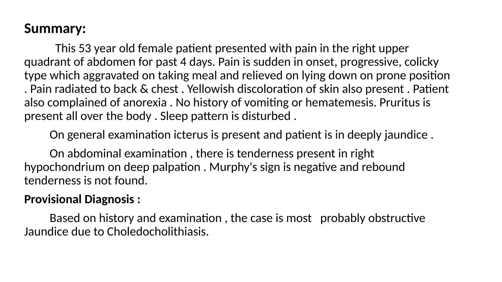 OBSTRUCTIVE JAUNDICE DUE TO CHOLEDOCHOLITHIASIS | PPTX