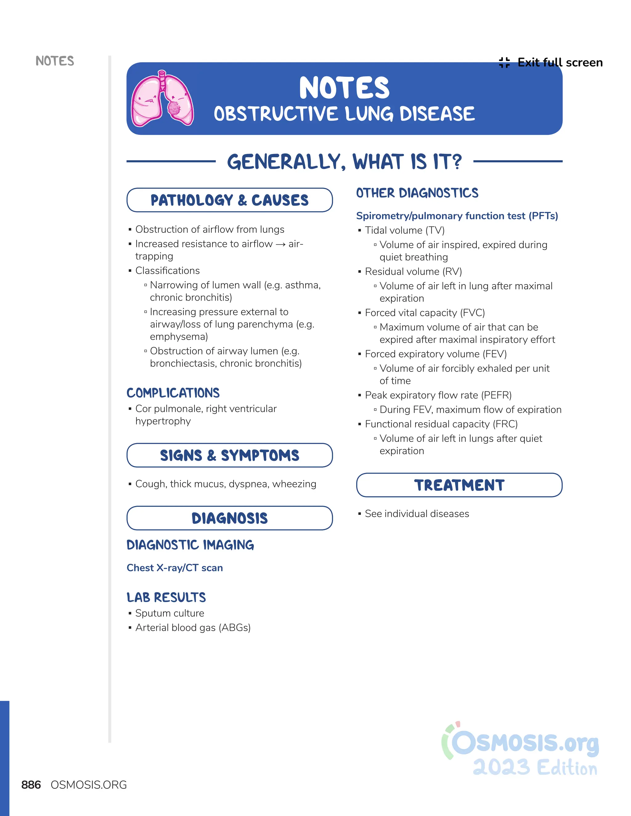 Obstructive lung disease Notes_ Osmosis | PDF