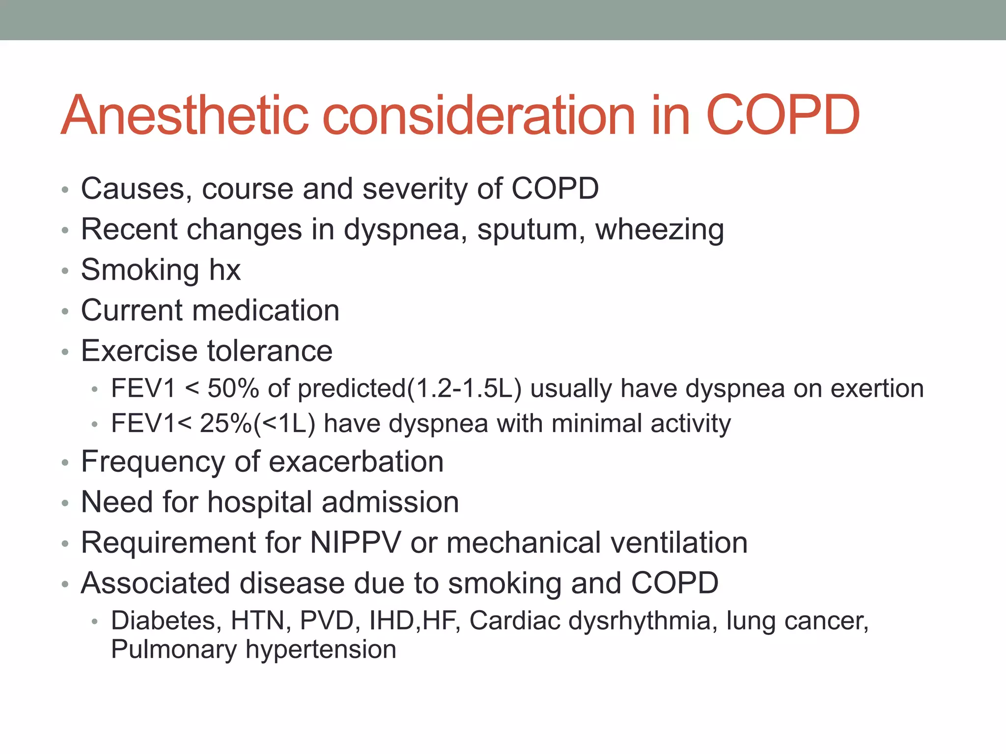 Anesthesia in. Obstructive pulmonary disease | PPTX
